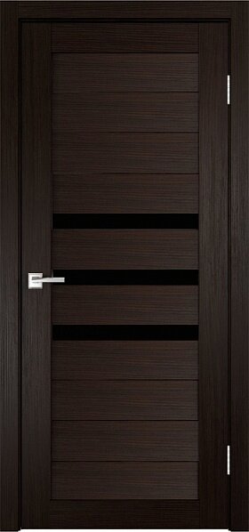 Межкомнатная Дверь Verda Х-6 Венге со Стеклом Лакобель Чёрный 2000х800мм (Полотно+Коробка+5 Наличников) / Верда.