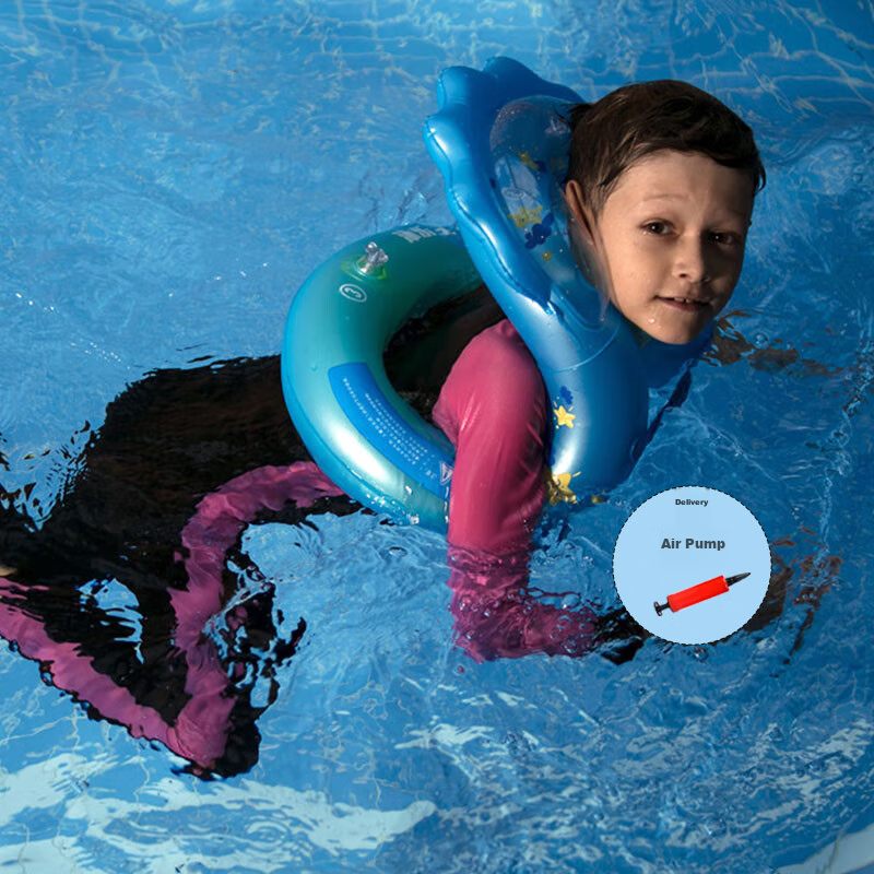 Yonglebao, 7th Generation Snake-Shaped Swim Ring, Children's Circular Inflatable Swimming Ring, Blue, Size S, Double/3 Air Chambers Randomly Sent