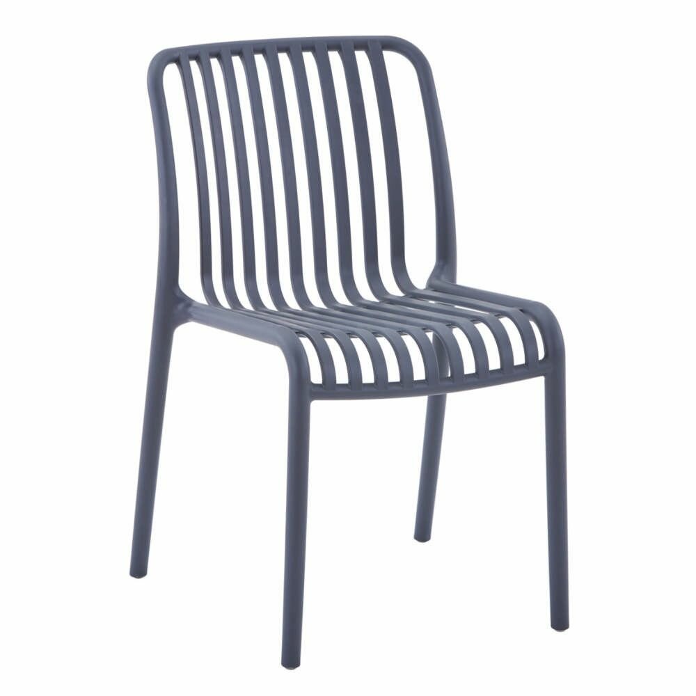 Стулья для кухни со спинкой, пластиковые, серые, комплект 2 шт