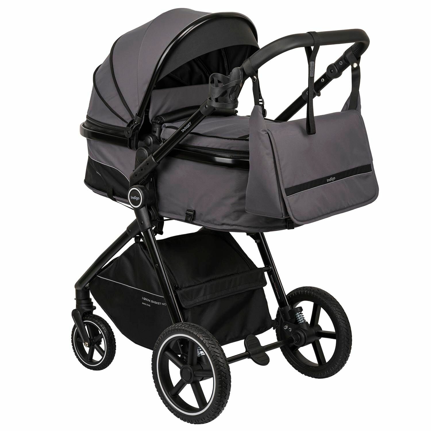 Коляска-трансформер 2в1 Indigo TARGET Grey (серый) Лёгкая и удобная
