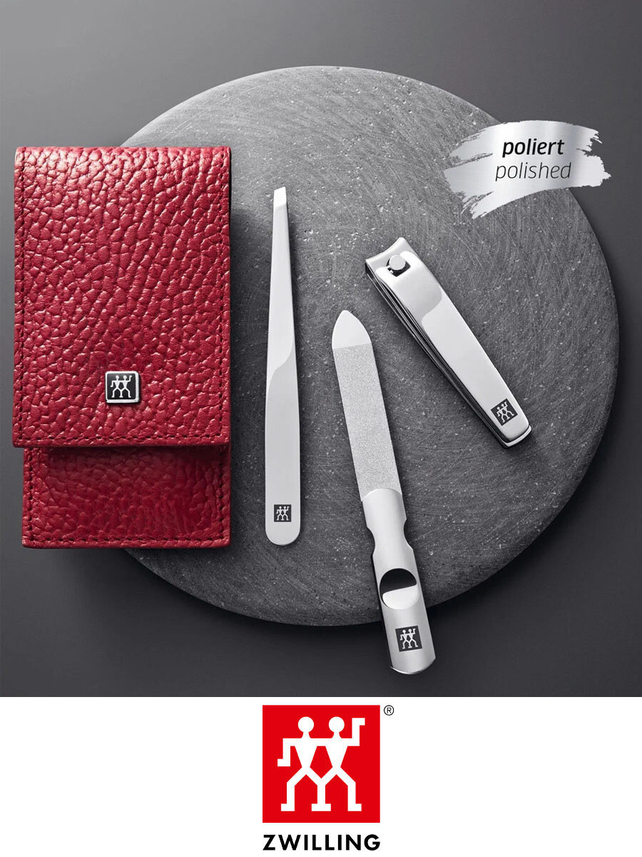 Маникюрный набор Zwilling Inox 3 предмета, красный, нержавеющая сталь