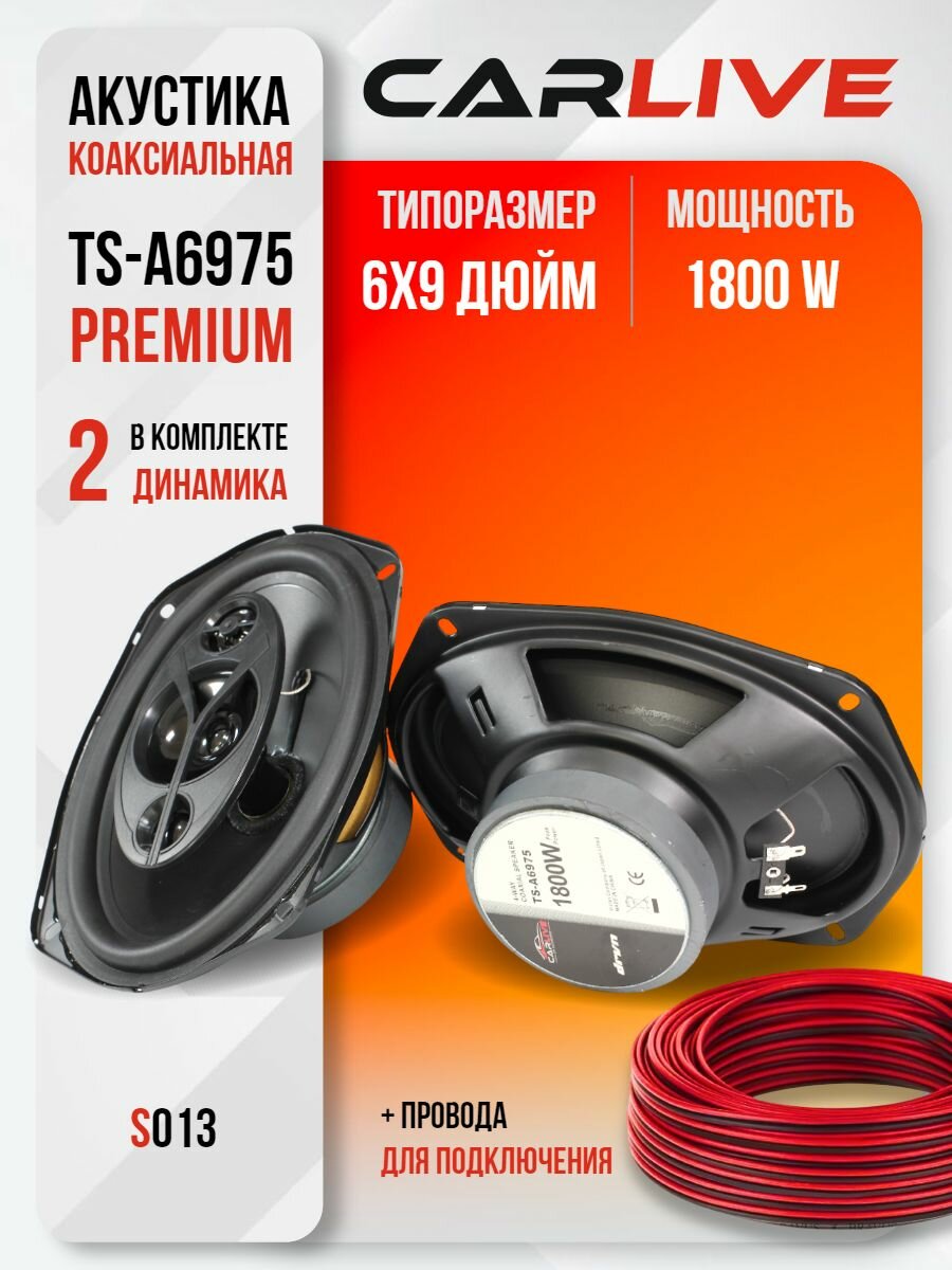 Динамики Автомобильные Carlive TS-A6975 (6x9)" Овальные. Автоакустика (2 Коаксиальных Динамика)