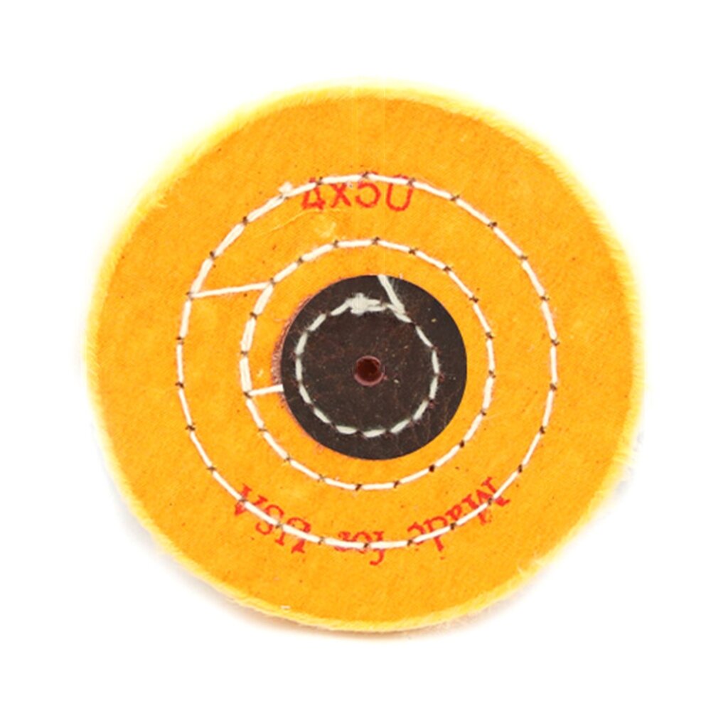 Желтое тканевое колесо, фланелевое колесо, полировальное тканевое колесо, зеркальная полировка из нержавеющей стали и алюминиевого сплава-наружное 4-дюймовое отверстие 4 мм