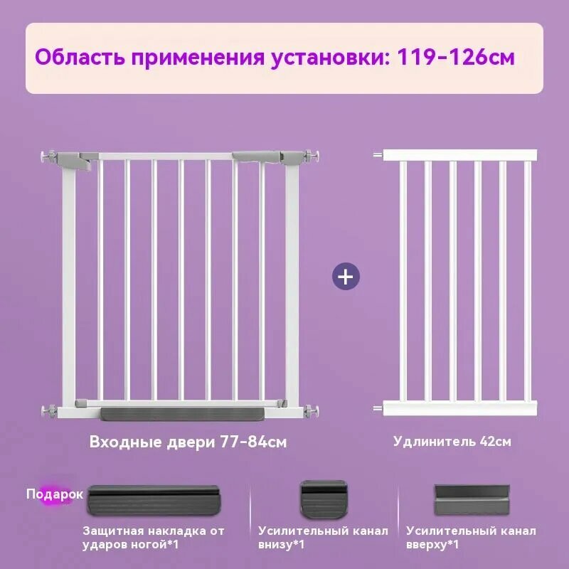 Защитный барьер калитка детский для проемов и лестниц, ворота безопасности белые CINLANKIDS