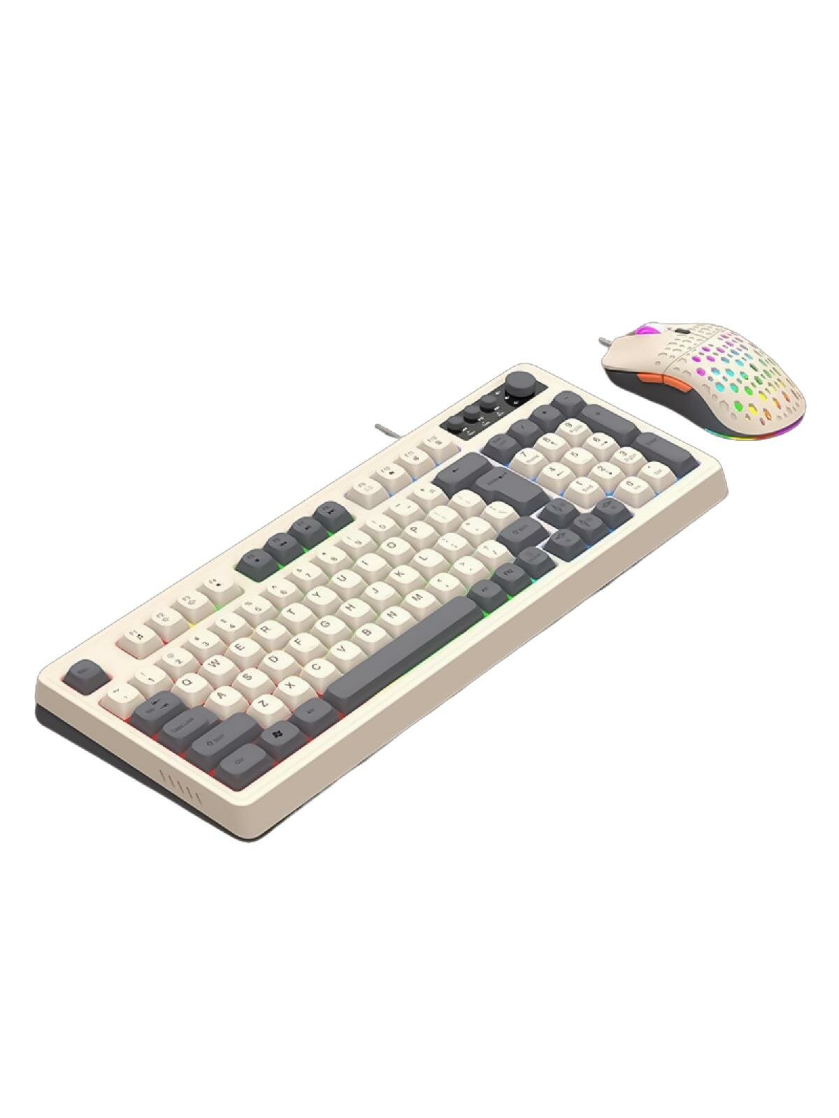 Backlits Gaming Keyboard Mouse , Ergonomic USB Wire Keyboard USB Cable for PC Computer Wire Connection Keyboard