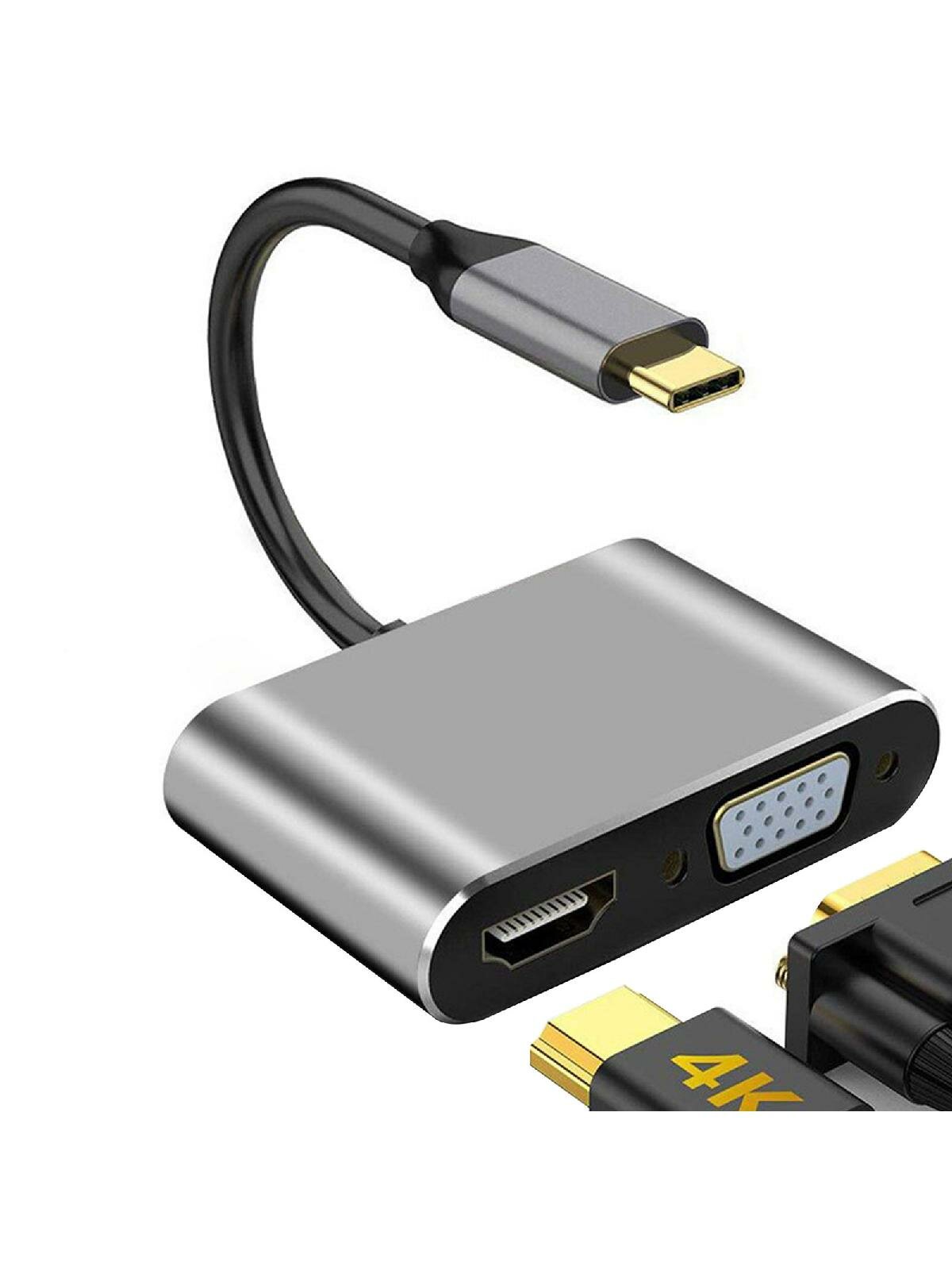 USB Type C Hubs to HDMIcompatible 4K and VGA Docking Station for Switches with Portable Design