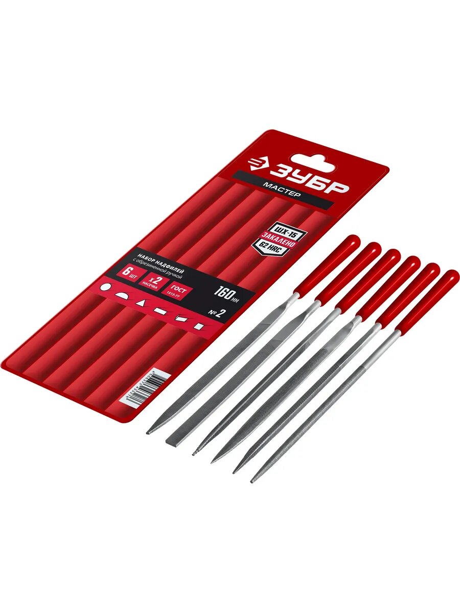 6 шт, 160 мм, в чехле, с ручками набор надфилей