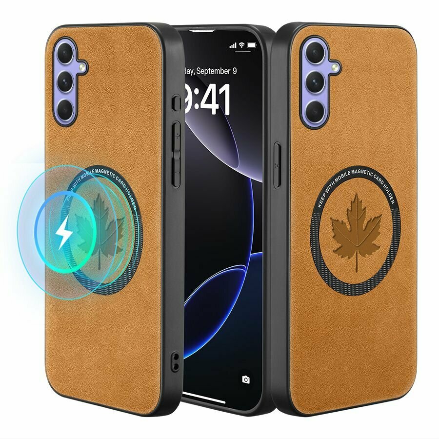 Рисунок кленового листа MagSafe чехол для Samsung Galaxy A34 5G(Самсунг Галакси А34) Нескользящий и удобный