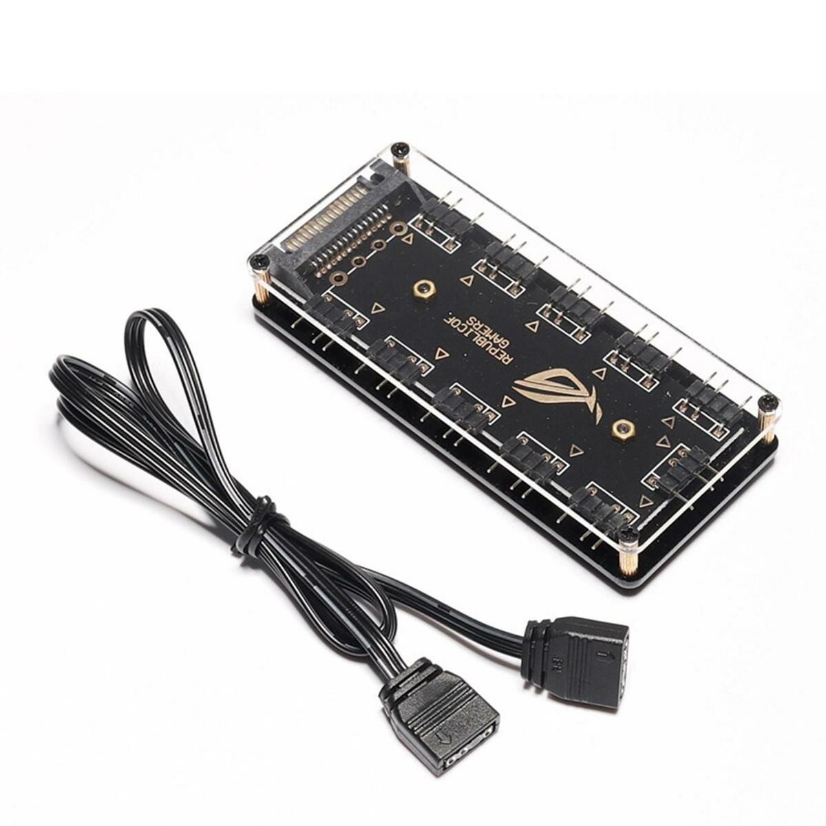 10-портовый RGB-концентратор вентилятора ПК настольный компьютер 5 В 3PIN ARGB удлинитель-разветвитель SATA адаптер пита