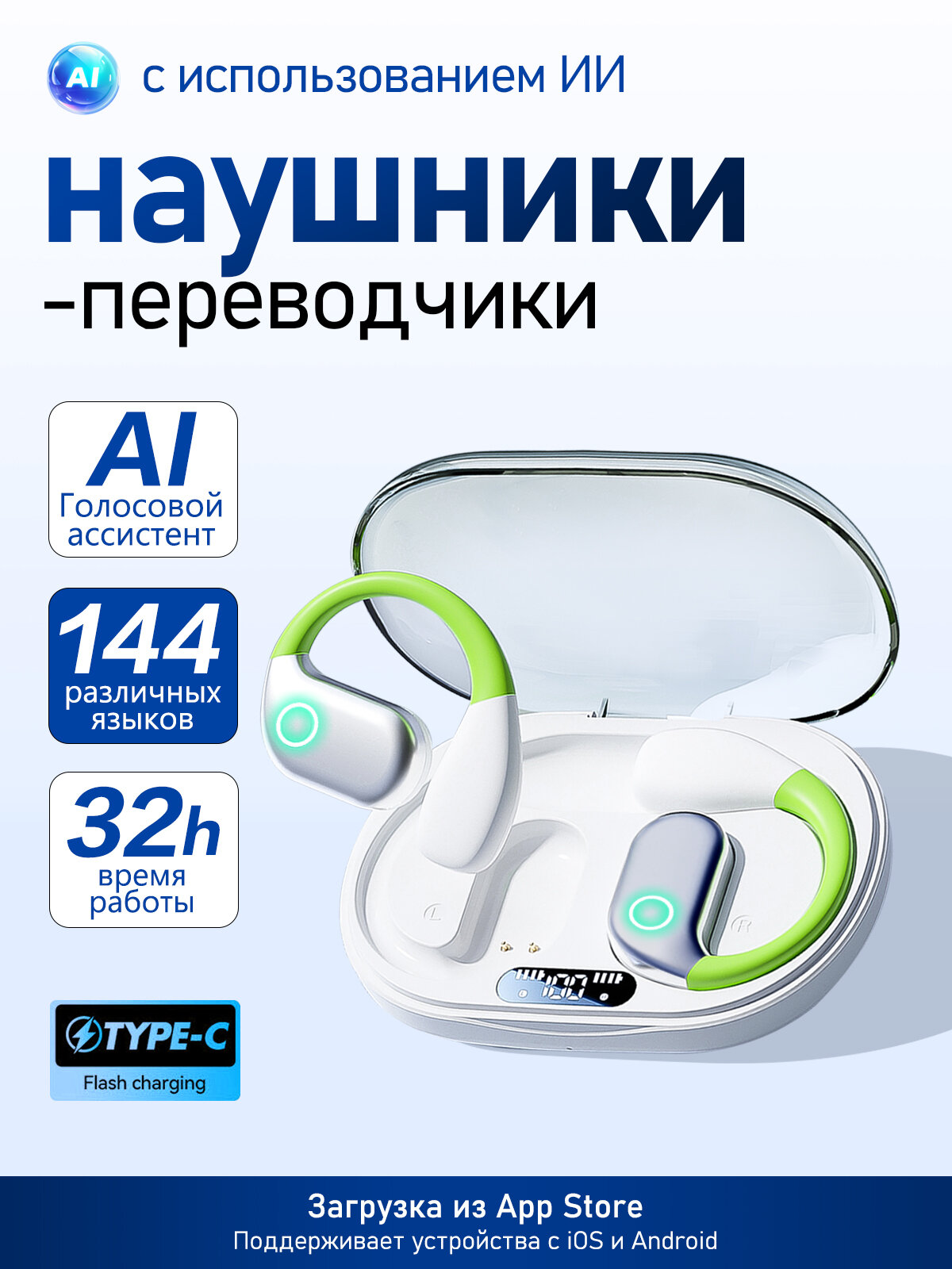 Наушники с функцией перевода OWS/M82B2,144 языка, беспроводной голосовой переводчик