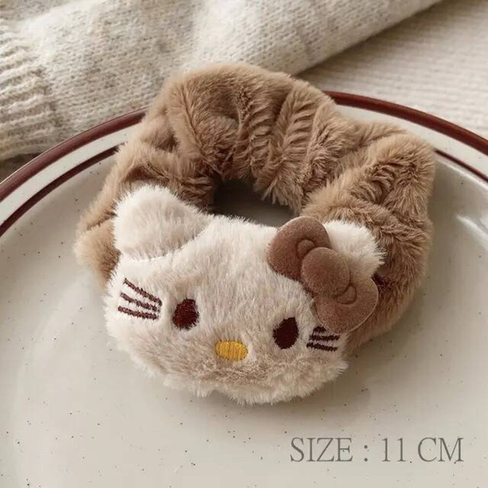 Плюшевая кольцевая повязка на голову в виде большой кишки от Sanrio (2025 год), повязка на голову с бантом в стиле Hello Kitty Kawaii для девочек, аксессуар для волос MINISO Cartoon High Elasticity Hair Accessory.