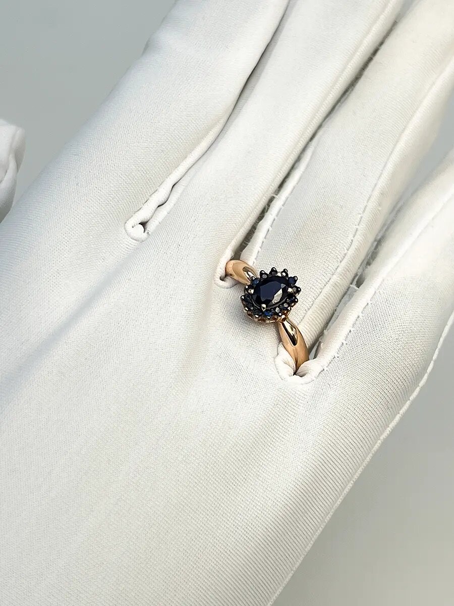 Кольцо, красное золото, 375 проба, сапфир