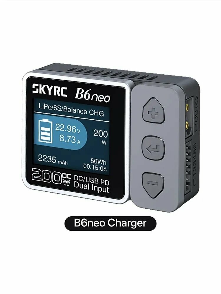Умное балансировочное зарядное устройство SkyRC B6neo 200W/80W PD (DC) для LiPo/LiHV/Li-ion 1-6S, XT60, USB-C, компактное, миниатюрный дизайн (SK-100198)
