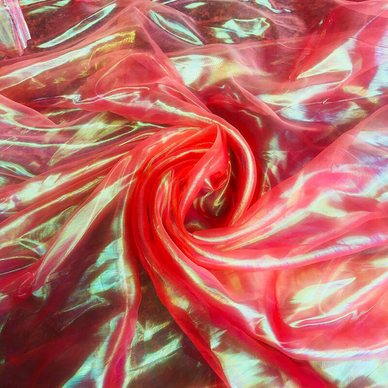 Блестящая лазерная тюлевая сетчатая ткань из пряжи для пошива свадебных и сценических нарядов, отрез 1 м х 150 см, 1 лист