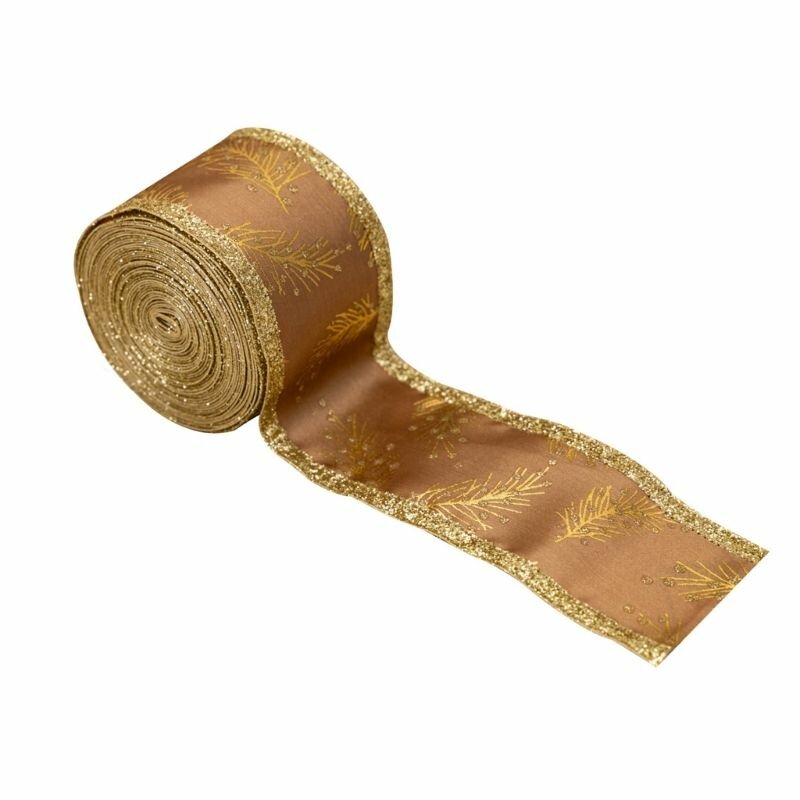 Рождественская ленточка из листьев лукового порошка -Золотистая