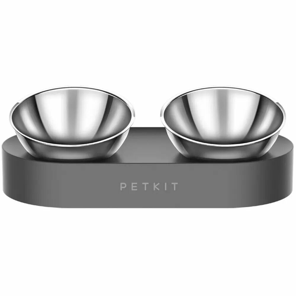 Миска для животных Petkit двойная, из нержавеющей стали, на подставке, регулируемый угол наклона, черная