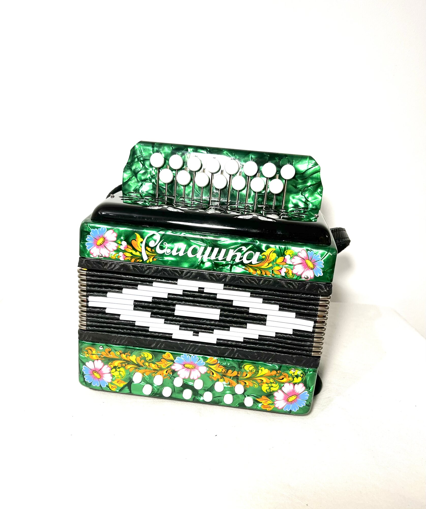 Гармонь детская "Ромашка" S20XL-C-GR, зеленая, Шуйская гармонь