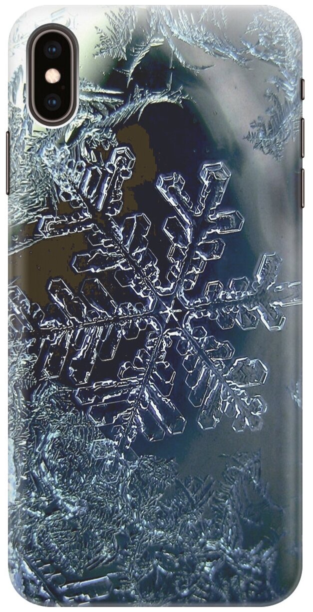 Силиконовый чехол на Apple iPhone XS Max / Эпл Айфон Икс Эс Макс с рисунком "Макро снежинка"