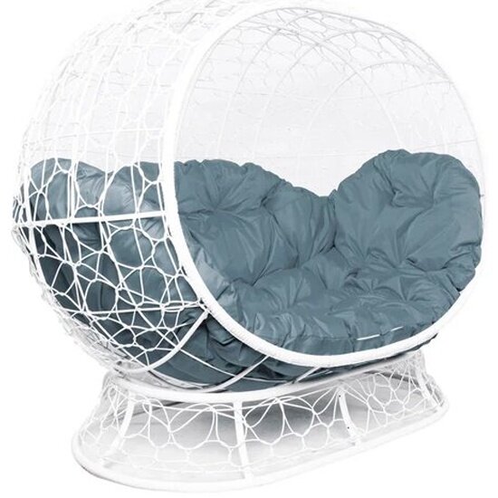 Диван M-group Улей на ножках в ротанге белое + серая подушка