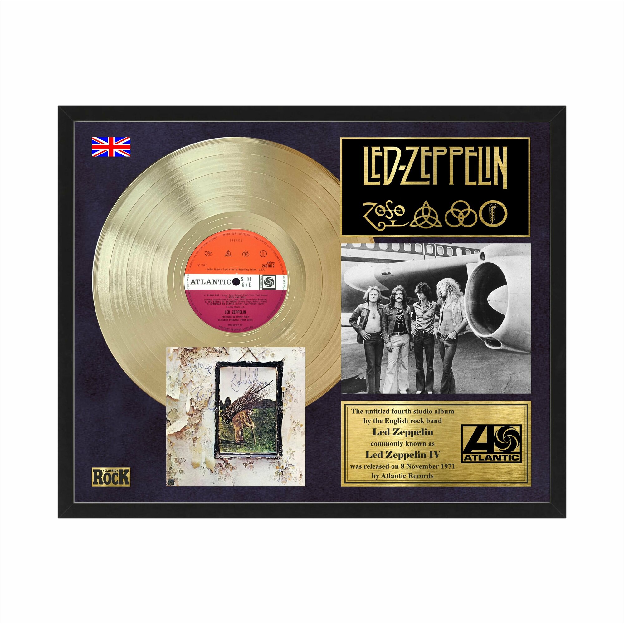 Led Zeppelin IV золотой винил в раме 43х53см