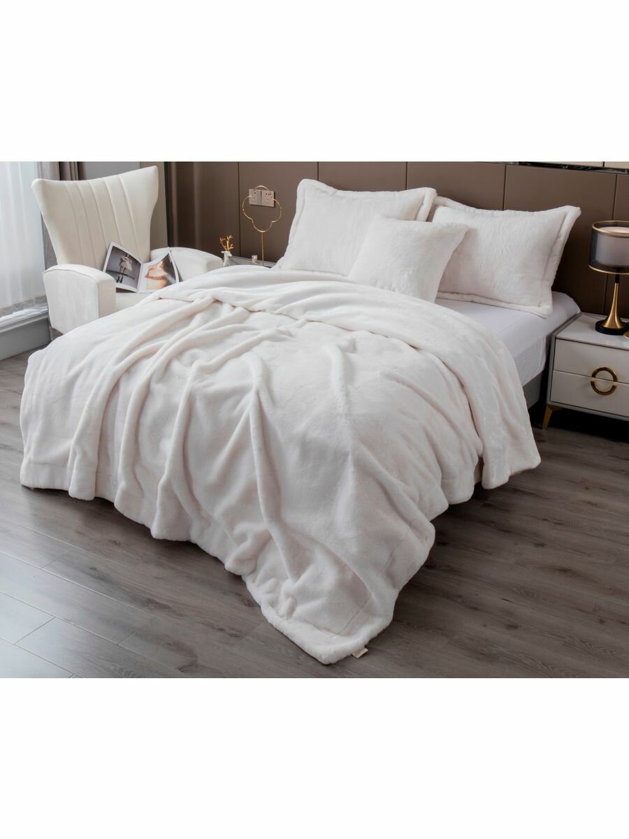 Покрывало плед "KAZANOVA" - двусторонний, белый, евро макси