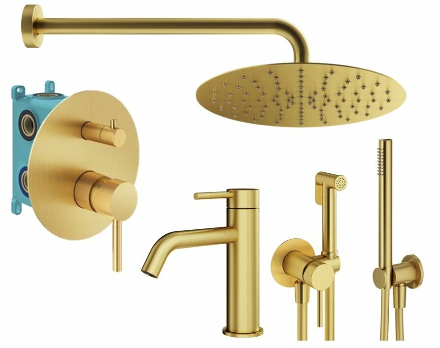 Комплект смесителей для душа Plumberia Selection KITZXO18OB53, золото брашированное