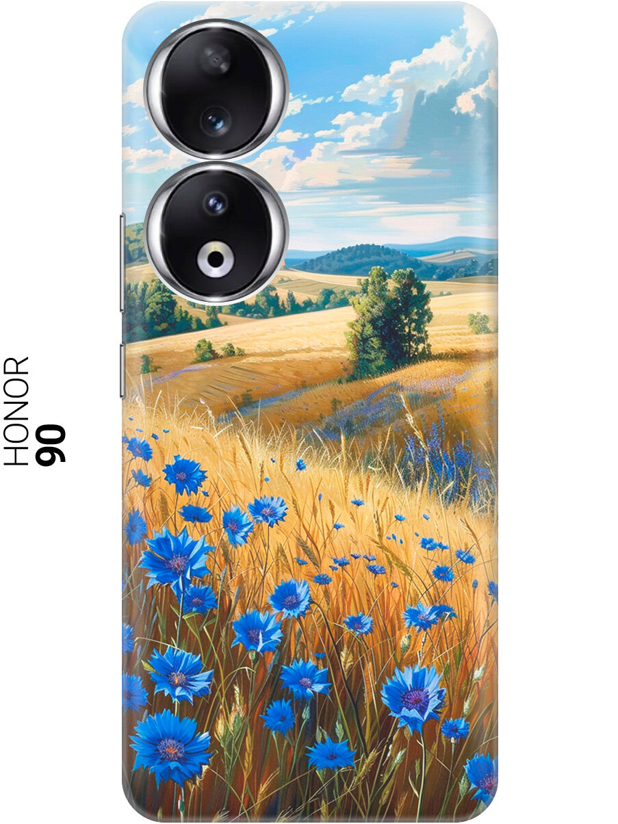 Силиконовый чехол на Honor 90 / Хонор 90 с рисунком "Поле васильков"