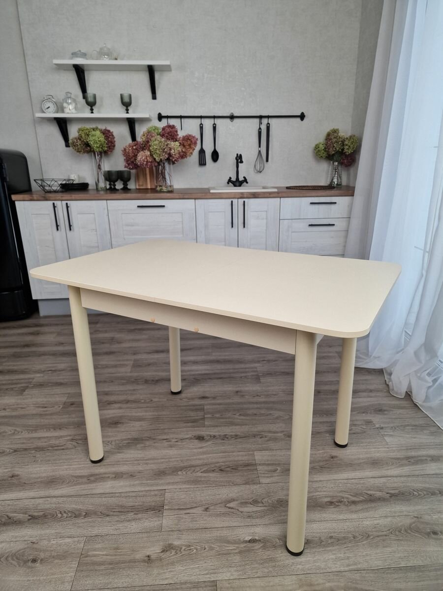 Стол "Застолье", кухонный, раздвижной, бежевый, ЛДСП, стиль лофт, 105 см x 68 см