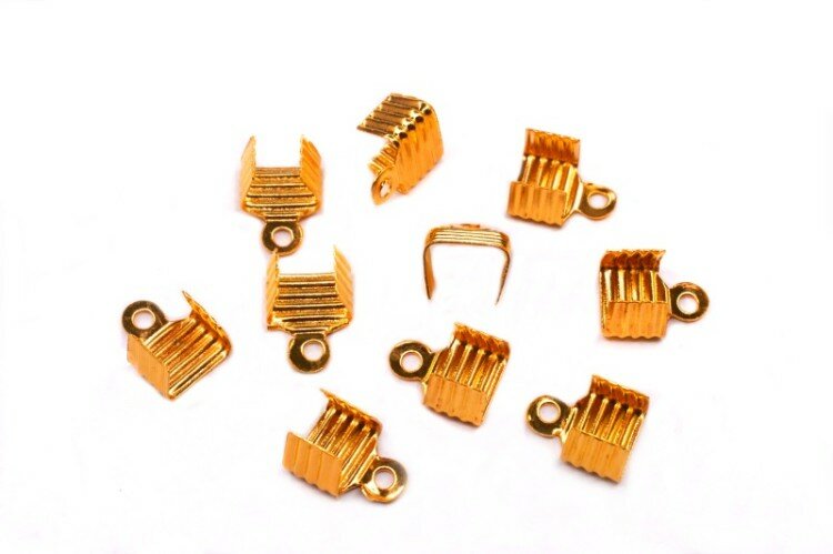 Зажим-концевик для шнуров 9х6мм, отверстие 1мм, цвет золото, латунь, 04-096, 10шт