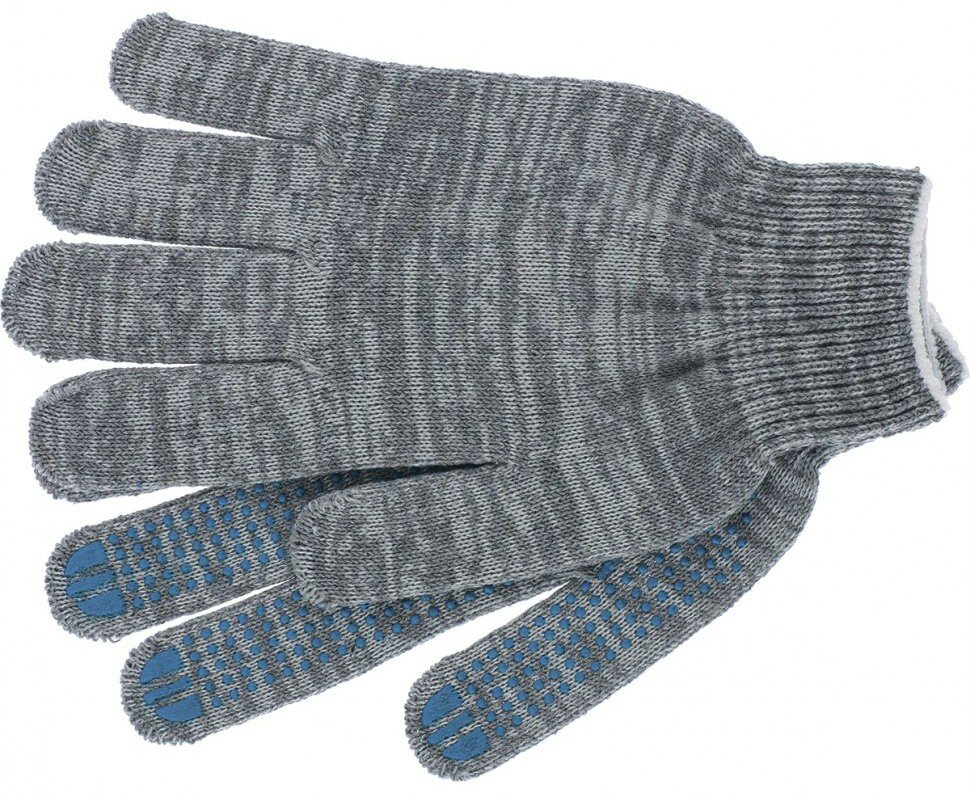 Перчатки трикотажные с ПВХ, серые, 10 класс, 6-нитка