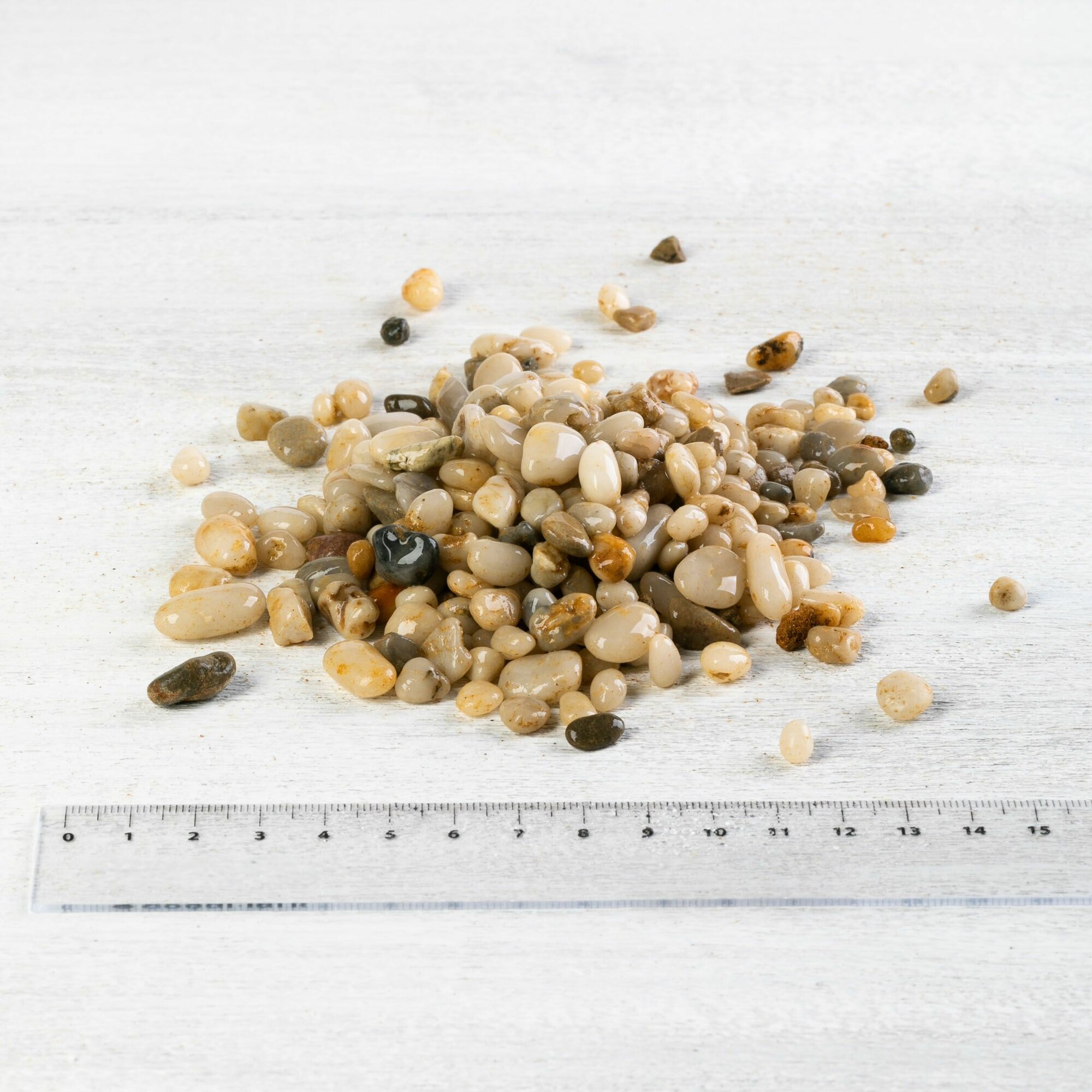 Декоративный грунт Галька Морская Жемчужная, цвет рыжий/белый, фракция 5-12 мм, 2 кг (235)