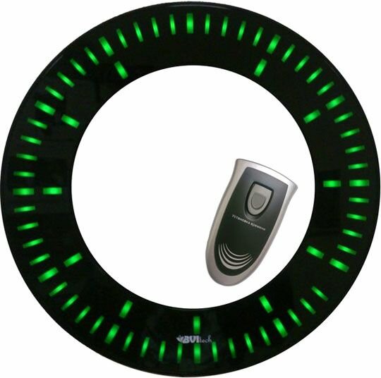 Настенные часы BVItech, с пультом, светодиодные, зеленое свечение, 33х33 см
