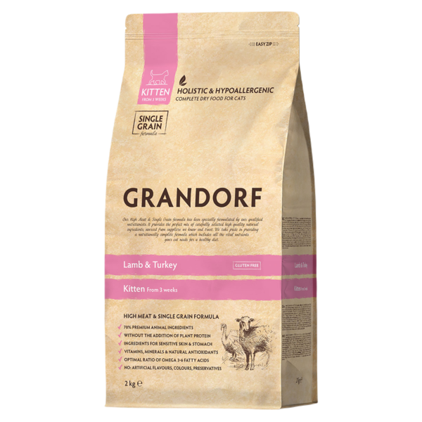 Сухой корм Grandorf для котят с ягненком и индейкой, 2 кг