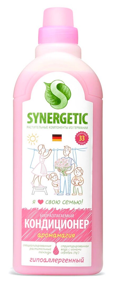 Кондиционер-ополаскиватель Synergetic биоразлагаемый для белья Аромамагия, 1 л