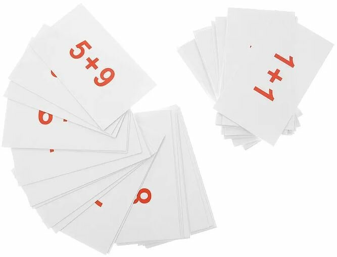 Обучающие карточки Вундеркинд с пеленок "Сложение", 45 двусторонних карточек Домана для обучения счету с примерами и ответами