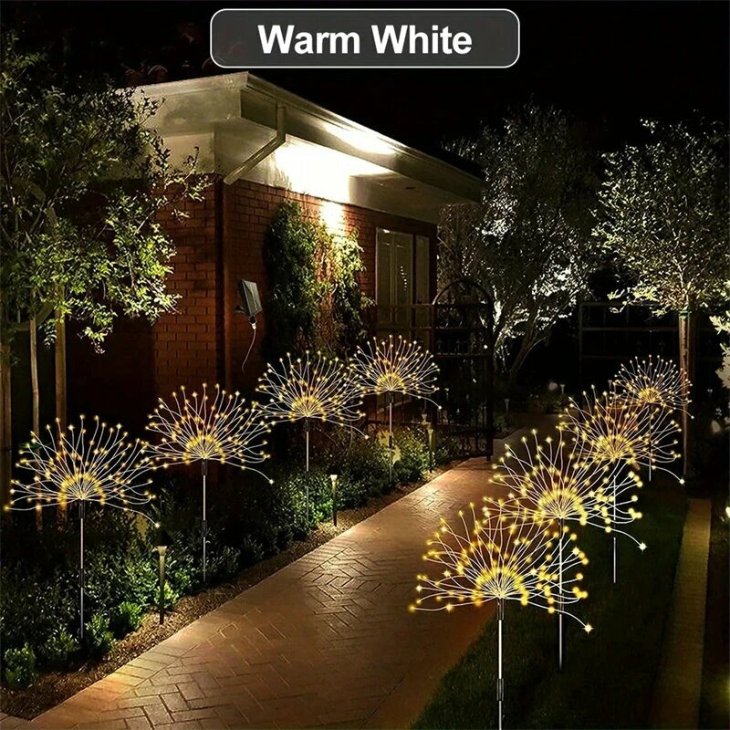 Солнечные гирлянды PDQ, водонепроницаемые, 8 режимов, 90-200 светодиодов Warm white, 90LED 1PC