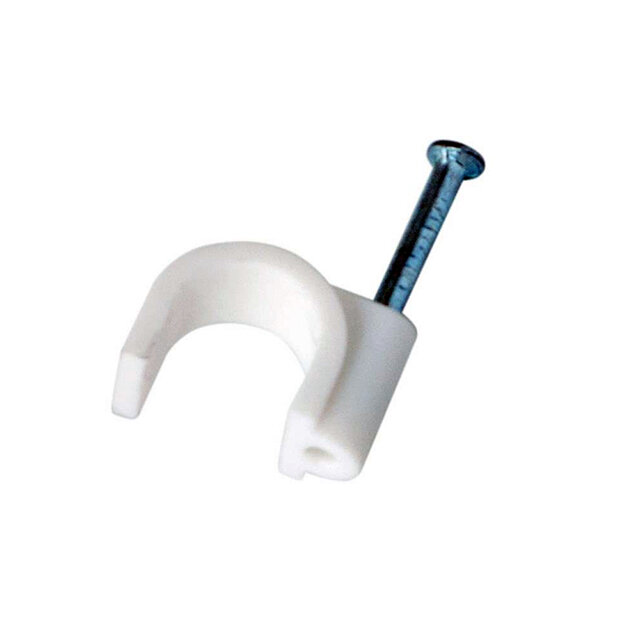 Кабельная скоба круглая 4 мм, набор 50 шт, белый цвет, крепеж кабелей и проводки