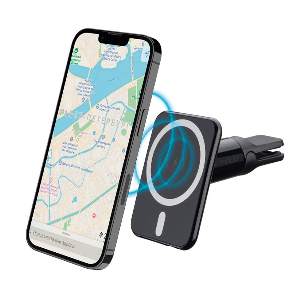 Универсальный магнитный держатель для телефона автомобильный, черный, магнитный Sky, Deppa 55202