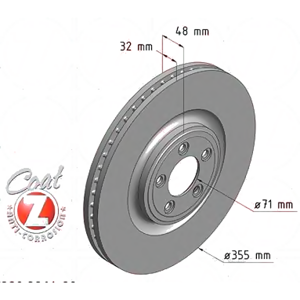 ZIMMERMANN 290.2264.20 (C2C25337 / T2R5939) диск торм jag s-type 02- / xf / xj / xk 06- пер вент 355x32
