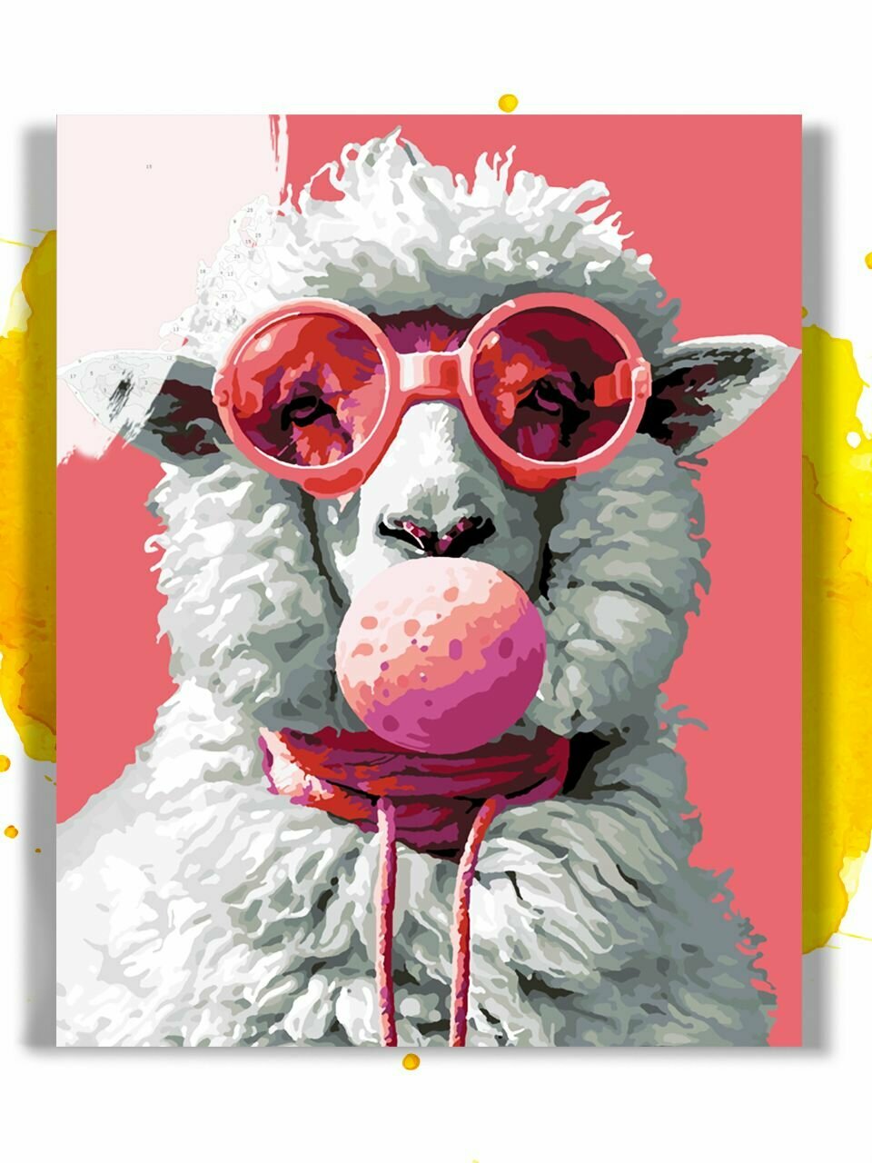 Картина по номерам на холсте Овечка в розовых очках, 40 х 50 см