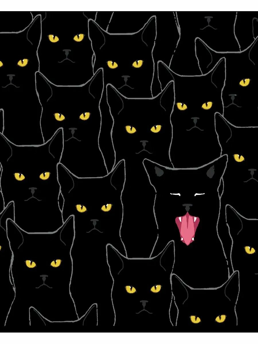 Картина по номерам Черные коты 40x50см Холст на Подрамнике