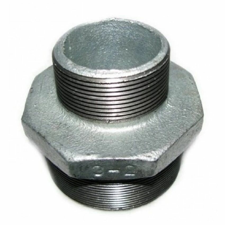 Ниппель оцинкованный чугунный переходной Нр-Нр 3"х2" Ду80/Ду50