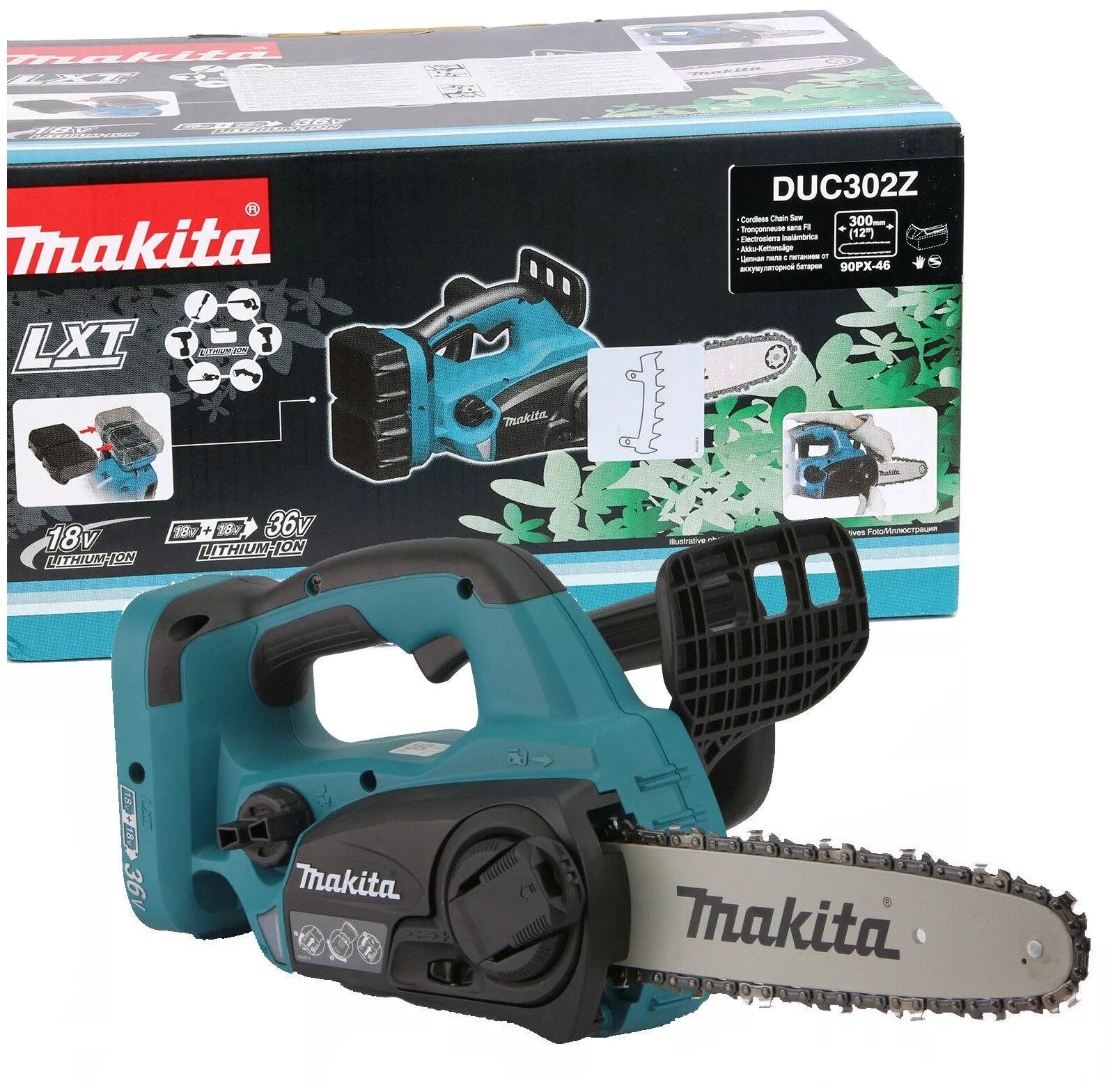Цепная пила Makita DUC302Z, аккумуляторная, 18 V, 95W, с шиной 30 см