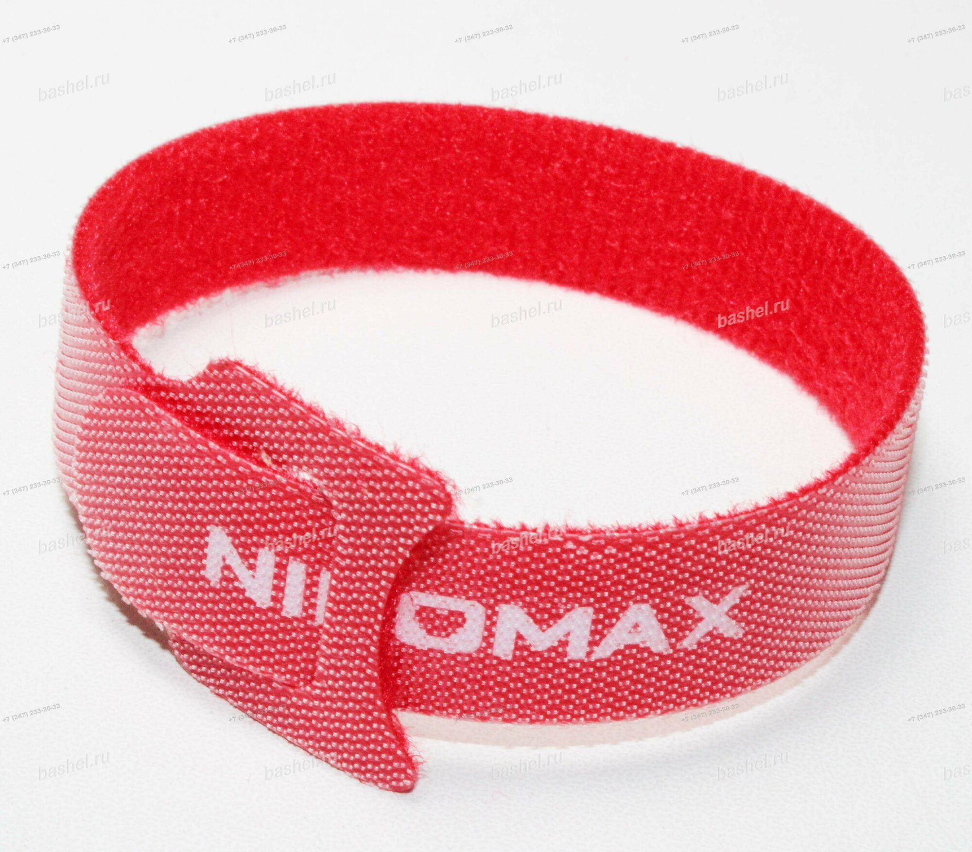 Хомут-липучка (стяжка) NIKOMAX 240х16 (10шт), красная, с мягкой пряжкой, для пучков до 65мм, NIKOMAX