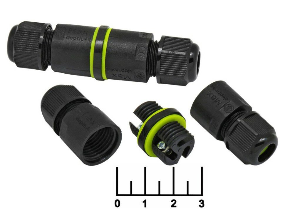 Соединитель 3pin влагозащищенный 4-8мм PG9 IP68 (WTB-WBS/01B)