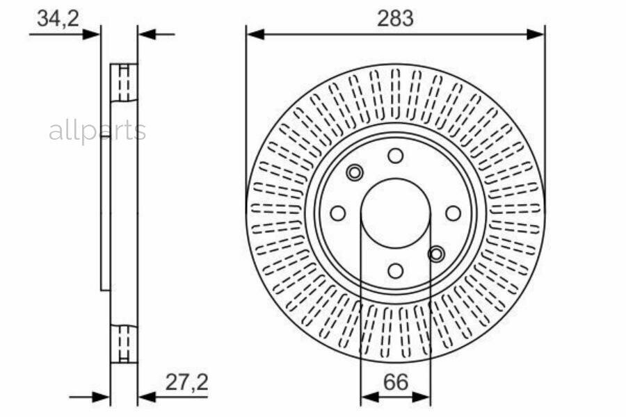 BOSCH 0986479W69 Тормозной диск передний Premium 2