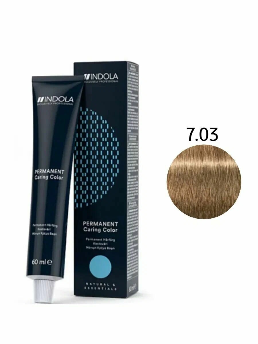 Indola Natural & Essentials 7.03 Средний русый натуральный золотистый Перманентный крем-краситель для волос 60мл