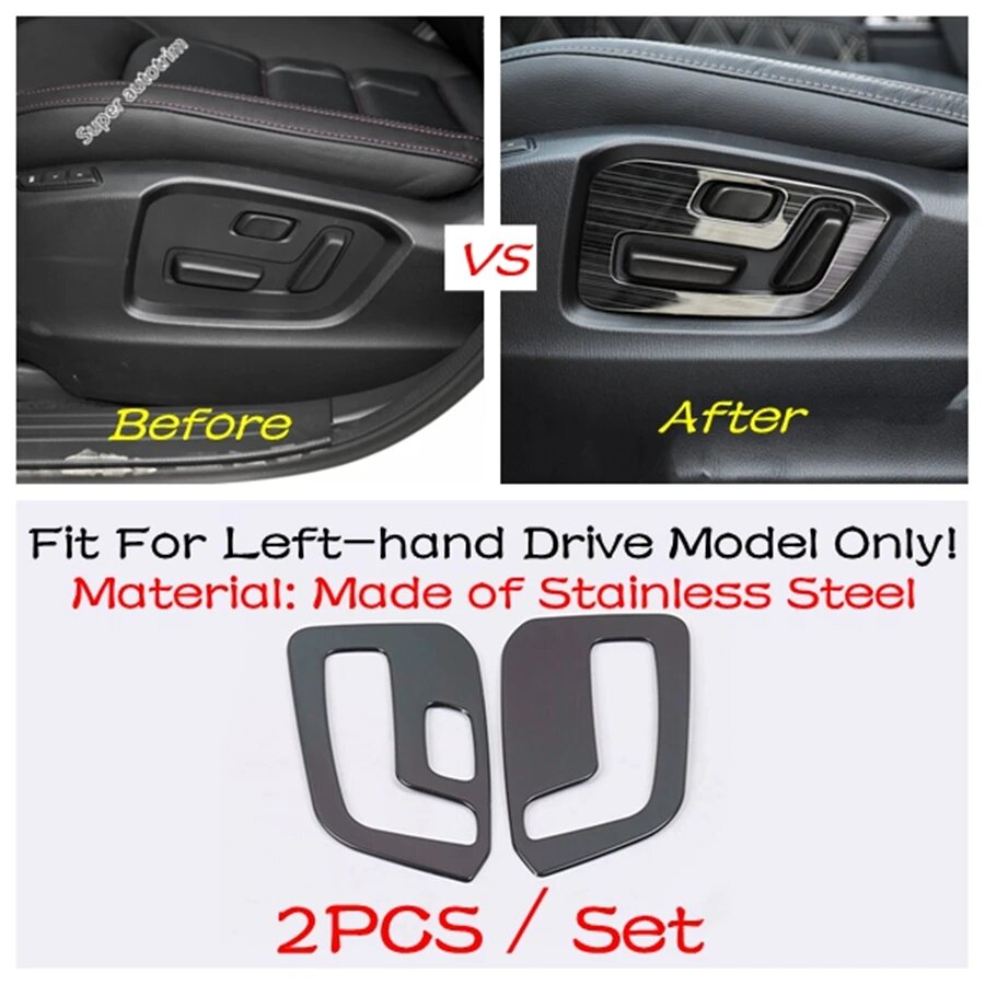 Кнопка регулировки сиденья, крышка переключателя, отделка, украшение, молдинг для Mazda CX-5 CX5 2017-2024, углеродное волокно/Матовая Внутренняя наклейка Stainless Steel