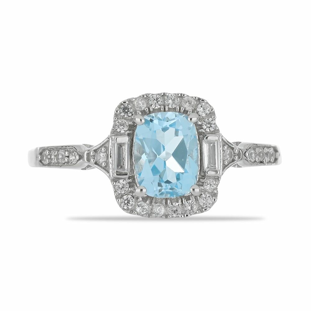 Кольцо, серебро, 925 проба, родирование, циркон, фианит, топаз