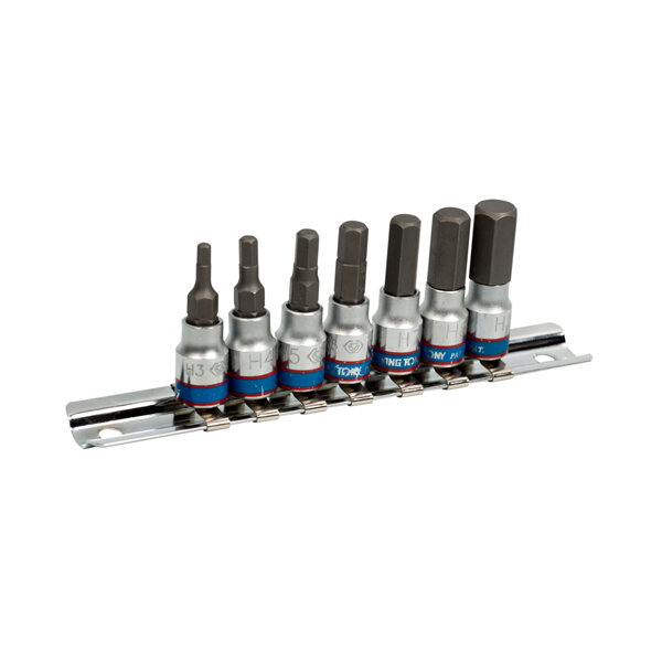 Набор торцевых насадок 1/4" Kingtony, HEX, 3-10 мм, L = 37 мм, 7 предметов 2127PR